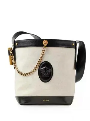 Versace Small Pivot Canvas Bucket Bag
