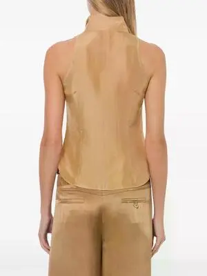 Alberta Ferretti Sleeveless Silk Gathered Shirt