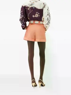 Versace Wool-linen Pleated Shorts With Medusa Hardware
