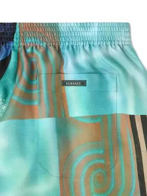 Versace Printed Silk Twill Shorts - Blue