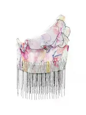 Aje Leigh One-shoulder Ruffled Floral Blouse
