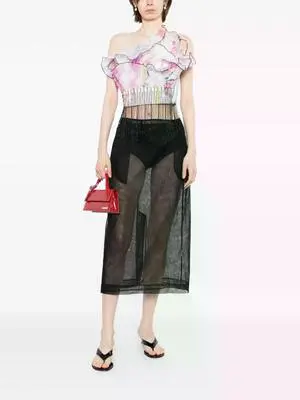 Aje Leigh One-shoulder Ruffled Floral Blouse