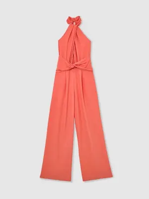 REISS Akia Twist-front Halterneck Wide-leg Jumpsuit