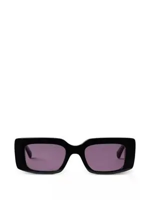 Sandro Rectangle Frame Sunglasses With Gold-tone Hardware - Black