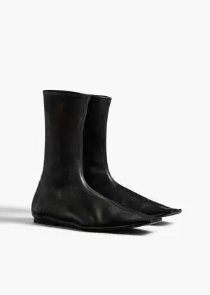 Khaite Marlene Stretch Nappa Leather Mid-calf Boot - Black