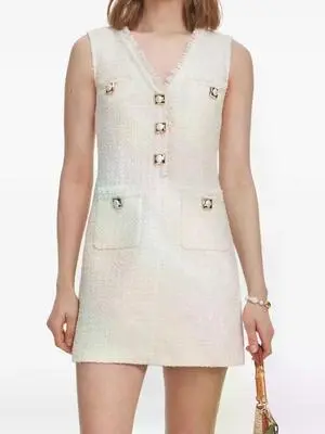 SELF-PORTRAIT Bouclé Frayed-edge Mini Dress