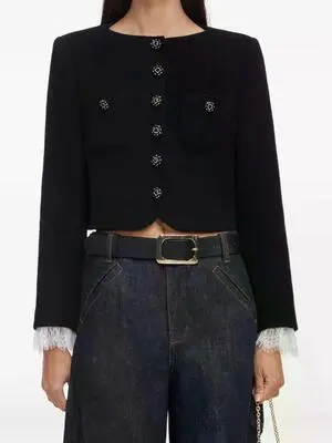 SELF-PORTRAIT Lace-trimmed Cropped Jacket