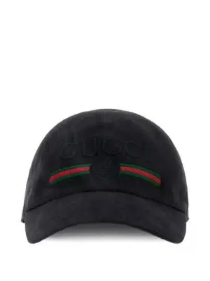 Gucci Baseball Cap With Web Stripe Detail - Black