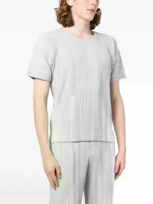 Issey Miyake Pleated Crew-neck T-shirt - Grey
