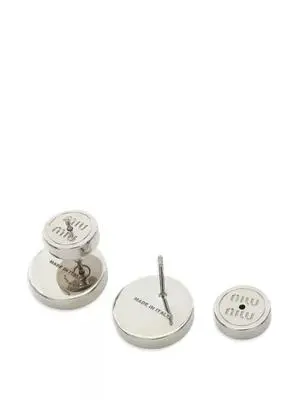 Miu Miu Logo Enamel Earrings - Silver