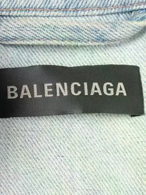 Balenciaga Rhinestone Logo Denim Jacket - Blue