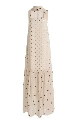 HOUSE OF DAGMAR Polka Dot Maxi Slip Dress - Ivory