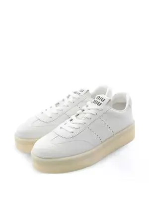 Miu Miu Logo Leather Platform Sneakers