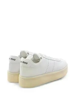 Miu Miu Logo Leather Platform Sneakers