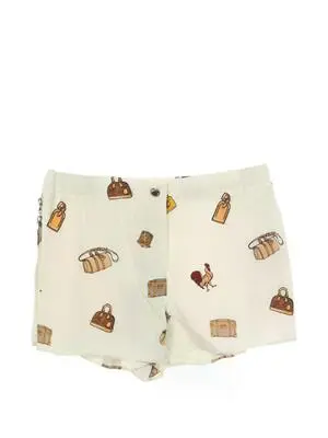 LOUIS VUITTON All-over Pattern Silk Shorts - Neutrals