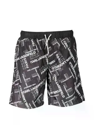 Karl Lagerfeld Logo-print Swim Shorts - Black