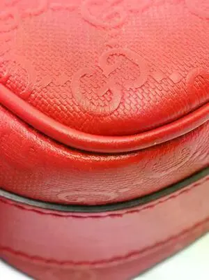 Gucci Diamante Leather Shoulder Bag - Red
