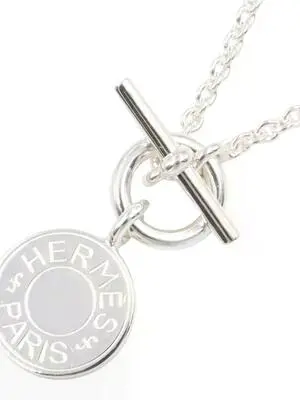 Hermès Tone Engraved Logo Coin Pendant Necklace