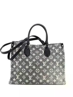 LOUIS VUITTON Onthego Mm Monogram Jacquard Denim Shoulder Bag