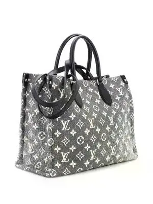 LOUIS VUITTON Onthego Mm Monogram Jacquard Denim Shoulder Bag