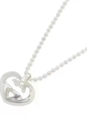 Gucci Heart Interlocking G Necklace - Silver