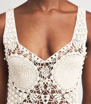 Rabanne Crocheted Metallic Pearl Midi Dress
