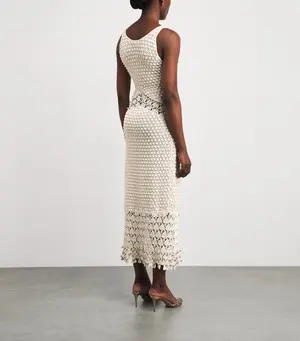 Rabanne Crocheted Metallic Pearl Midi Dress