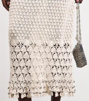 Rabanne Crocheted Metallic Pearl Midi Dress