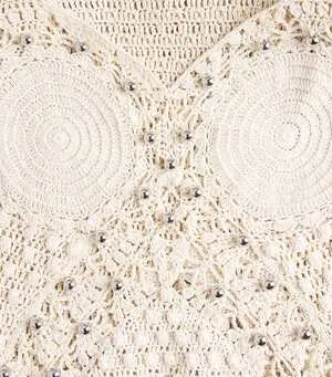 Rabanne Crocheted Metallic Pearl Midi Dress