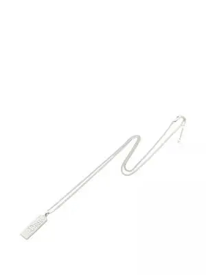 Dior Guilloche Plate Pendant Necklace - Silver
