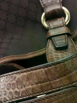 Celine Macadam Croc-embossed Leather Handbag