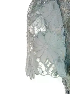 SELF-PORTRAIT Belted Floral-lace Midi Dress