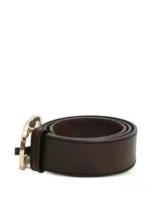 Gucci Double G Logo Leather Belt - Brown