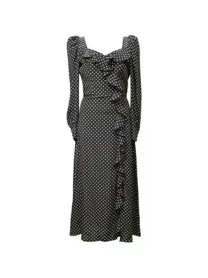 Alessandra Rich Polka-dot Ruffled Silk Dress