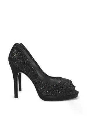 STUART WEITZMAN Glitter Peep-toe Pumps