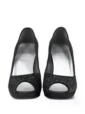 STUART WEITZMAN Glitter Peep-toe Pumps