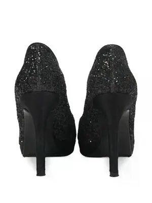 STUART WEITZMAN Glitter Peep-toe Pumps