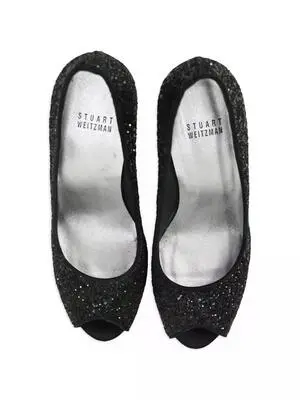 STUART WEITZMAN Glitter Peep-toe Pumps