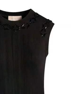 CIRCUS HOTEL Sequin Embellished Ribbed Top