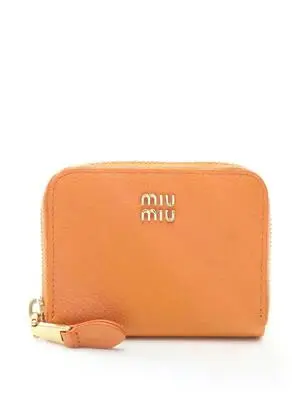 Miu Miu 2010s Logo-lettering Leather Coin Purse - Orange