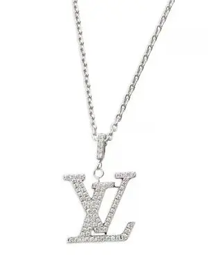 LOUIS VUITTON 18k White Gold Diamond Initials Pendant Necklace - Silver