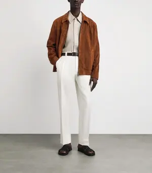 Brioni Lambskin Suede Bomber Jacket - Brown