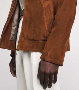 Brioni Lambskin Suede Bomber Jacket - Brown