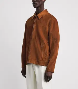 Brioni Lambskin Suede Bomber Jacket - Brown