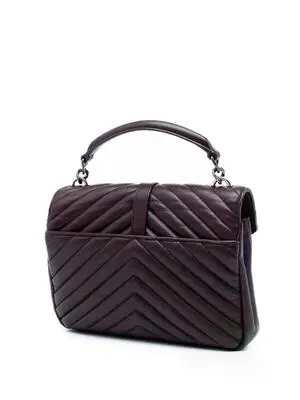 Saint Laurent Medium Chevron Sheepskin Monogram College Satchel - Red
