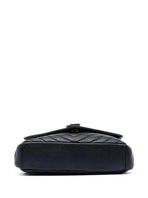 Saint Laurent Medium Chevron Sheepskin Monogram College Satchel - Black