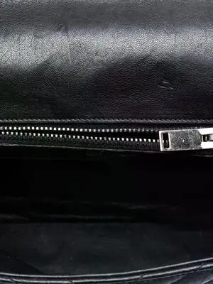 Saint Laurent Medium Chevron Sheepskin Monogram College Satchel - Black