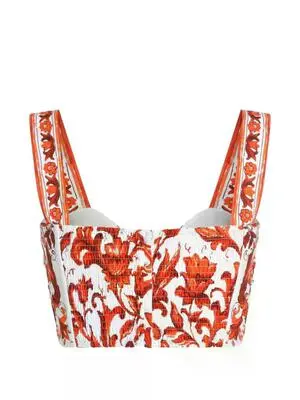 Dolce & Gabbana Majolica-print Poplin Bustier Top