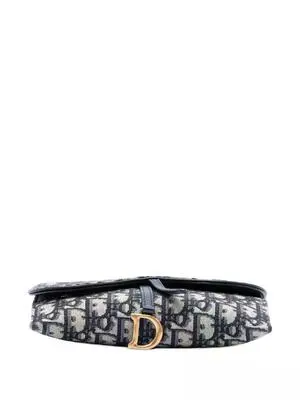 Dior 2020 Oblique Canvas Saddle Wallet On Chain Crossbody Bag - Blue