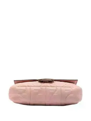 Fendi Zucca Embossed Leather Baguette Satchel - Pink